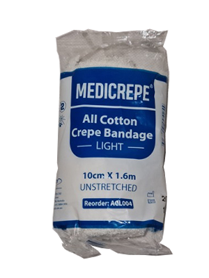 MEDICREPE Cotton Crepe Bandage Light, White 10cmx1.6m - Pkt/12